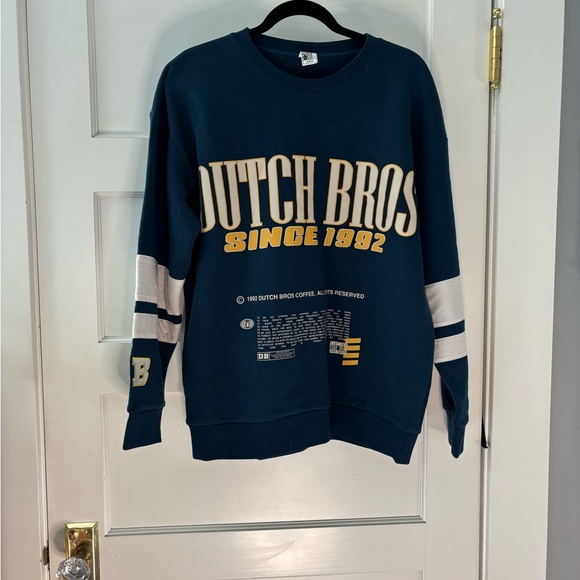 Dutch Bros | Tops | Dutch Bros Blue Crewneck Sweater With Varsity ...